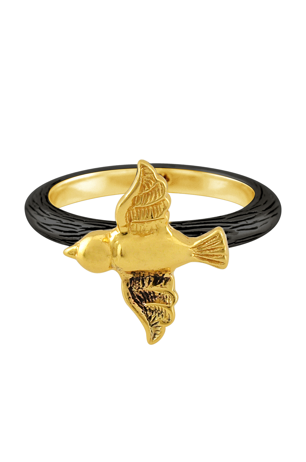 Silver Dual Tone Textured Bird Ring