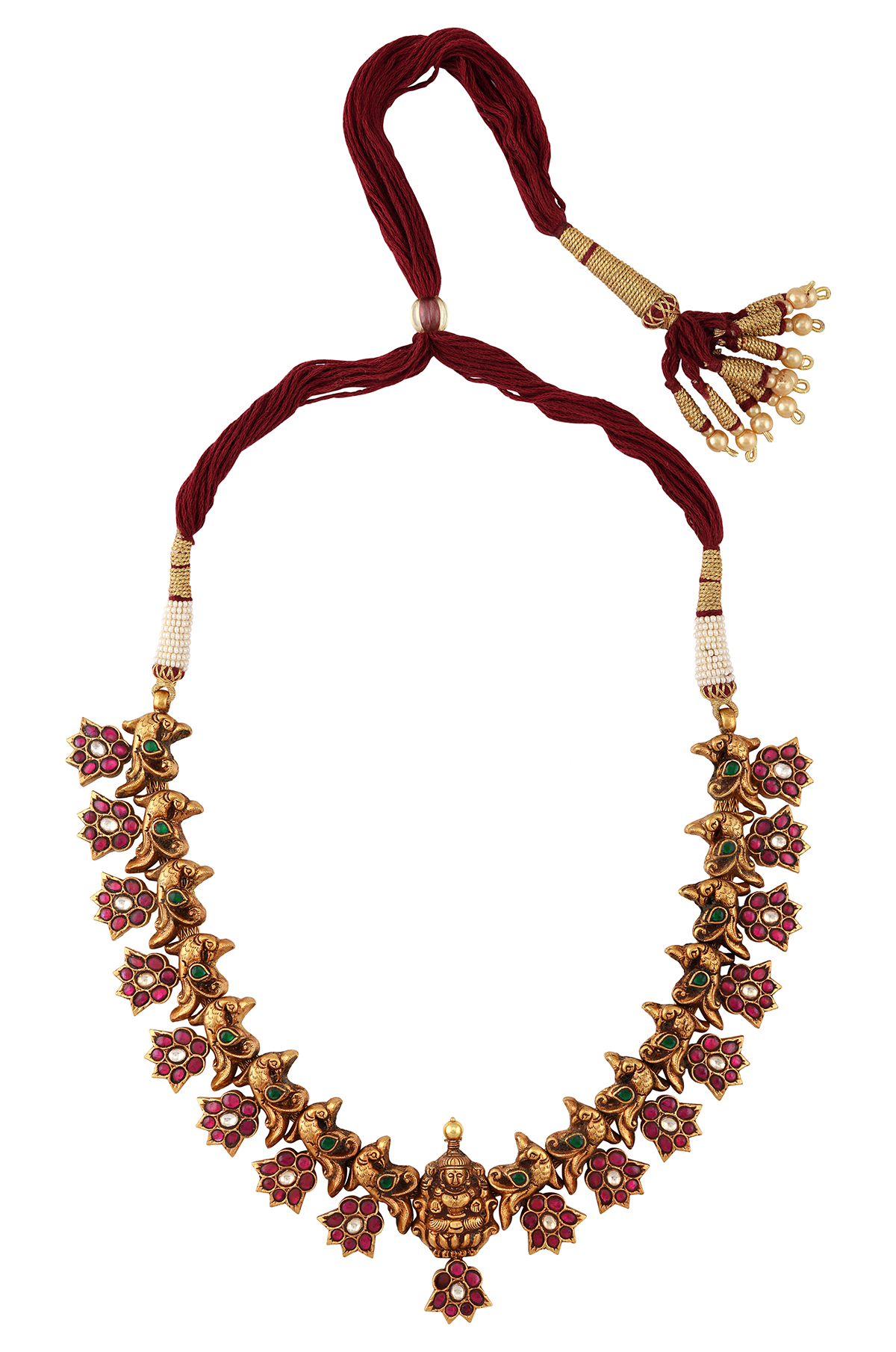 Silver Gold Plated Mayura Flower Devi Necklace