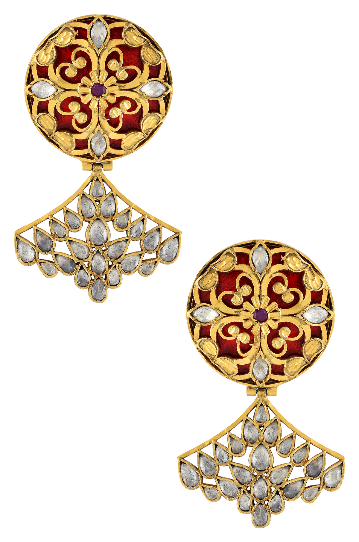 Silver Gold Plated Floral Jaali Atulya Earrings